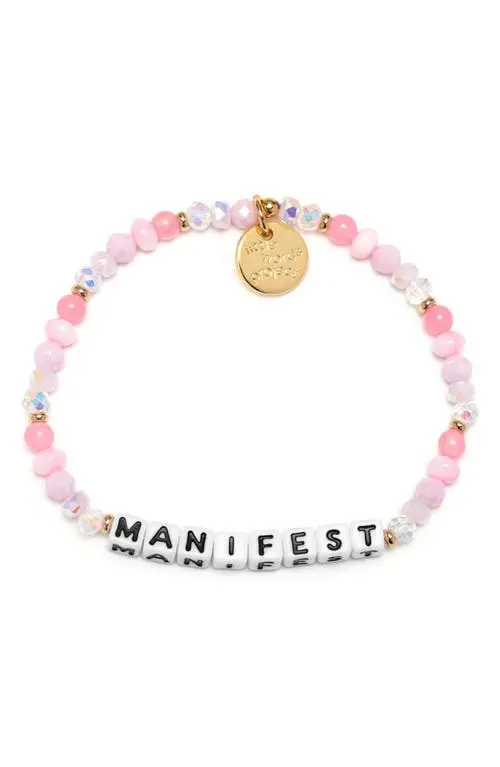 LITTLE WORDS PROJECT Manifest Beaded Stretch Bracelet - Pink
