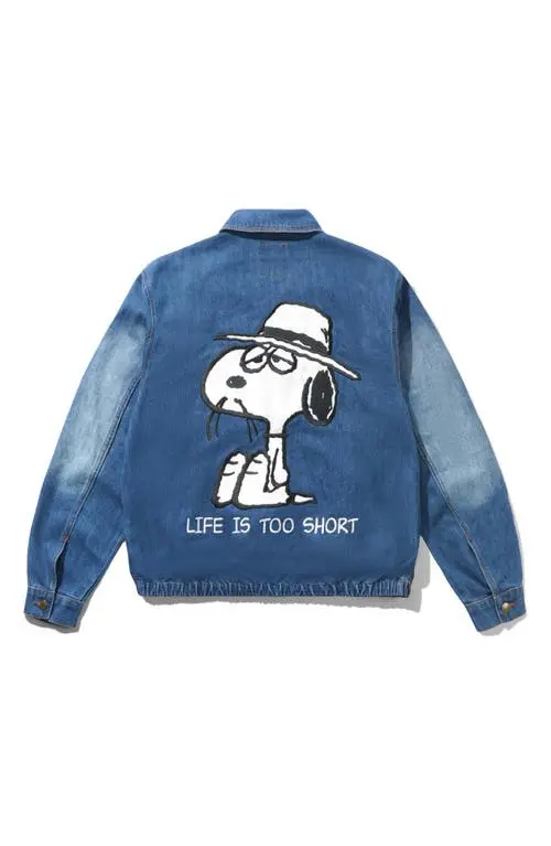 BUTTER GOODS Peanuts® Snoopy Spike Cotton Jacket - Distressed Indigo