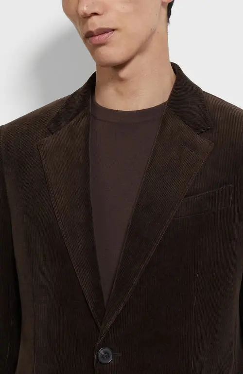 Zegna Cashco Stretch Cotton & Cashmere Corduroy Blazer - Dark Brown