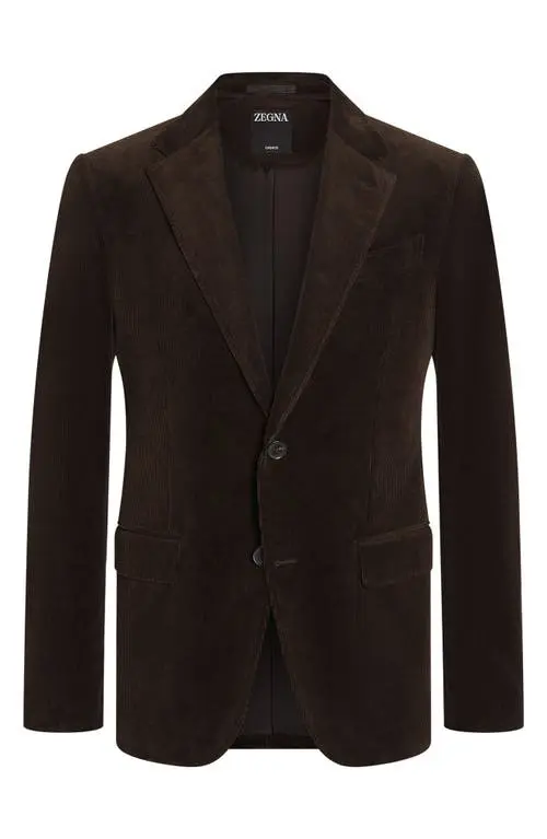 Zegna Cashco Stretch Cotton & Cashmere Corduroy Blazer - Dark Brown