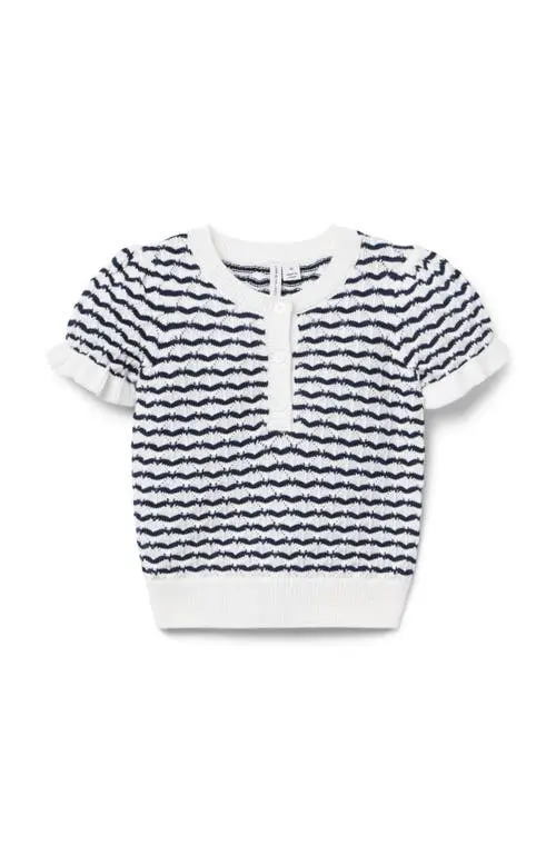 Janie And Jack Wavy Striped Pointelle Top - White