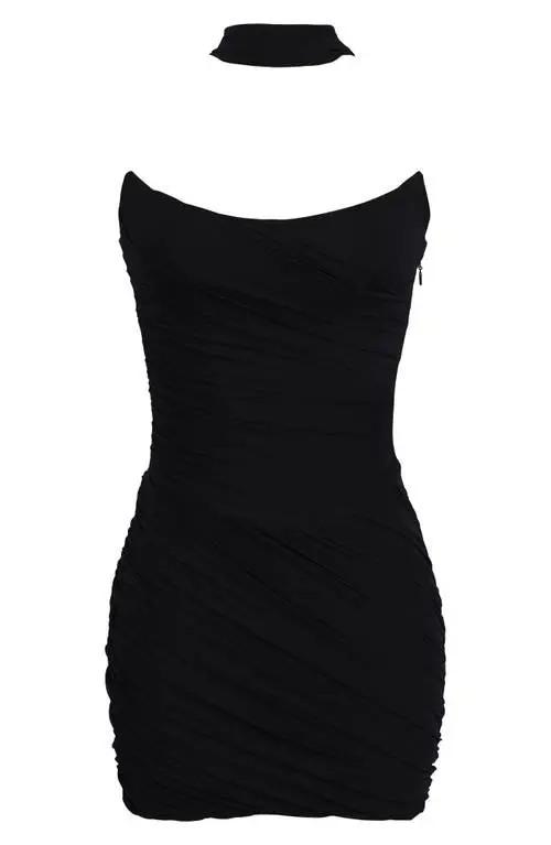 House Of Cb Strapless Mini Dress With Scarf In Black | Editorialist
