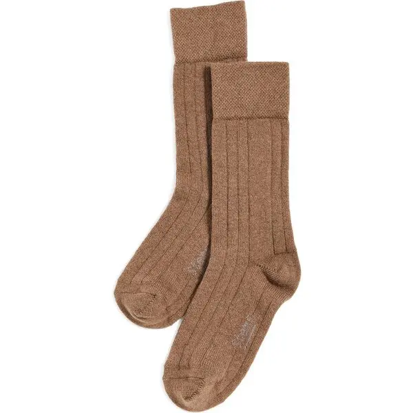 STEMS Stretch Cashmere Crew Socks - Chestnut
