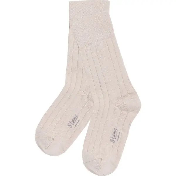 STEMS Stretch Cashmere Crew Socks - Cream