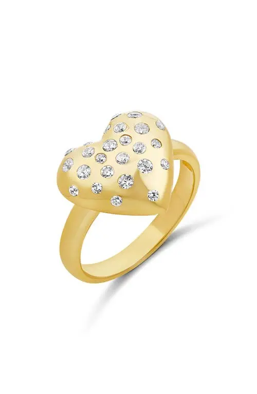 SHYMI Scattered Stone Puffy Heart Ring - Gold