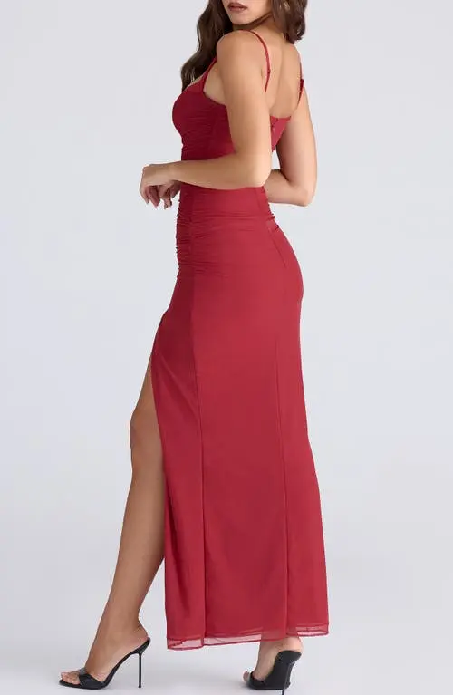 House Of Cb Lini Sleeveless Mesh Gown - Red