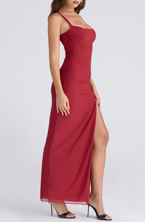 House Of Cb Lini Sleeveless Mesh Gown - Red