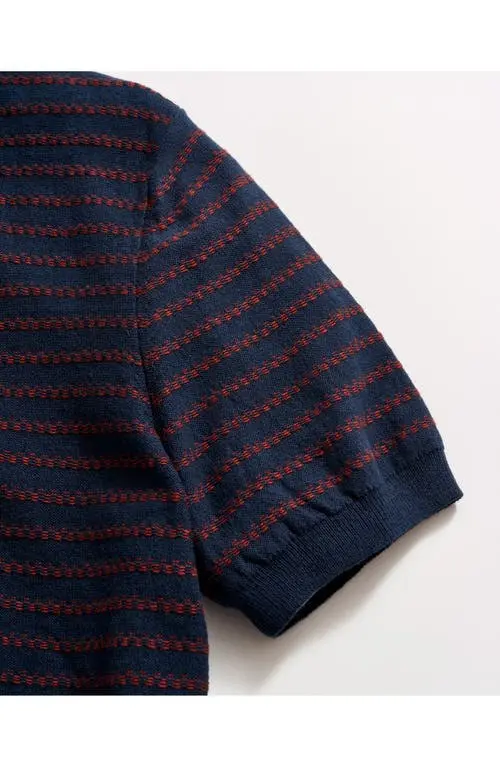 Billy Reid Texture Stripe Polo Sweater - Carbon Blue