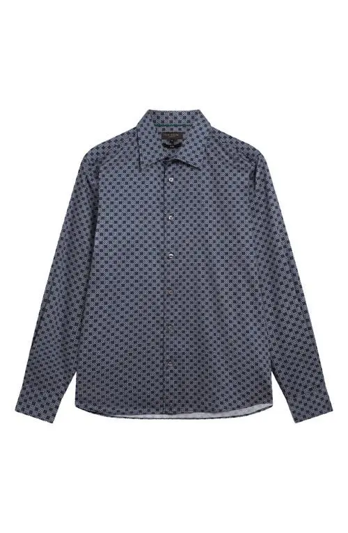 Ted Baker London Sef Slim Fit Print Cotton Button-up Shirt - Navy