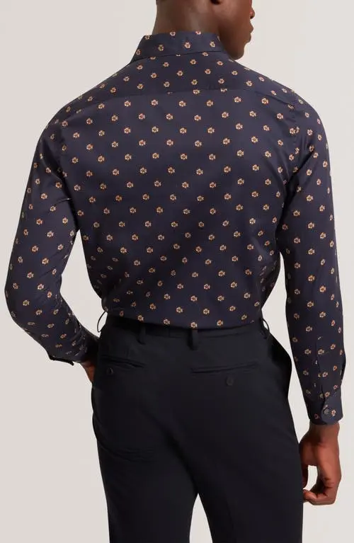 Ted Baker London Olufar Slim Fit Button-Front Shirt - Navy | Editorialist