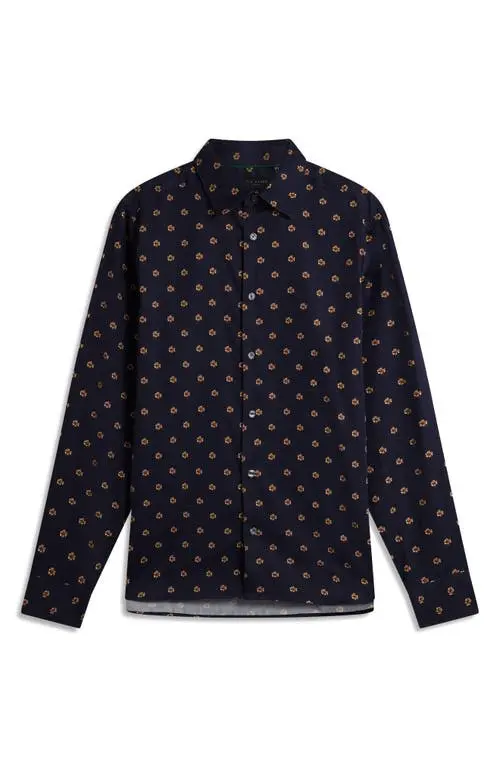 Ted Baker London Olufar Print Cotton Button-up Shirt - Navy