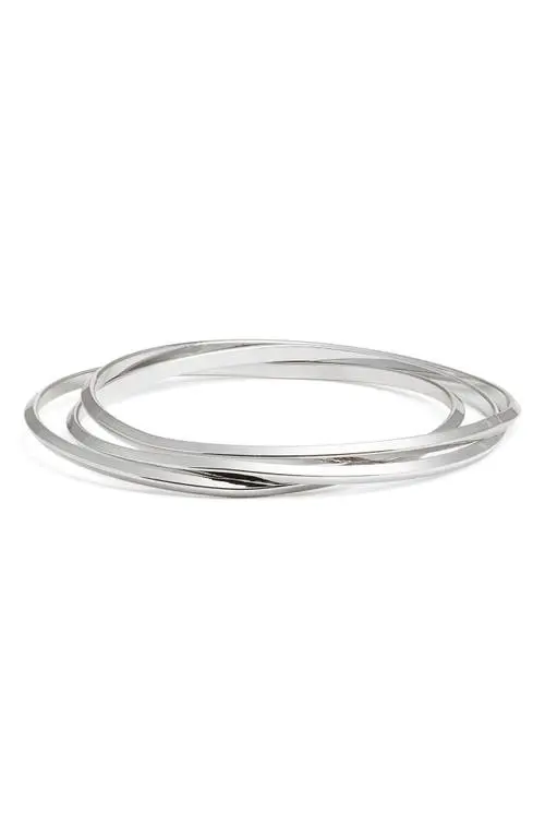 Nordstrom Set Of 3 Knife Edge Bangles - Silver