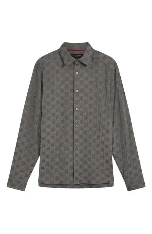 Ted Baker London Farax Print Cotton Button-up Shirt - Navy-grey