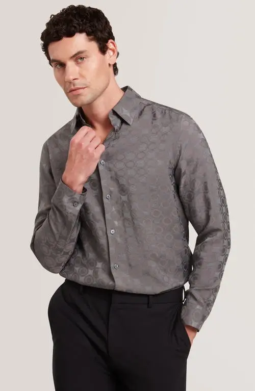 Ted Baker London Farax Print Cotton Button-up Shirt - Navy-grey