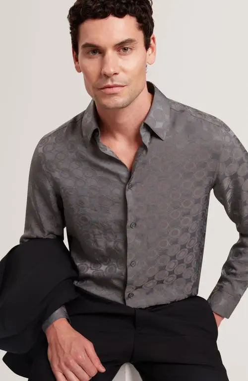 Ted Baker London Farax Print Cotton Button-up Shirt - Navy-grey