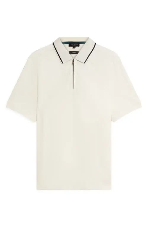 Ted Baker London Cophen Stretch Cotton Zip Polo - White