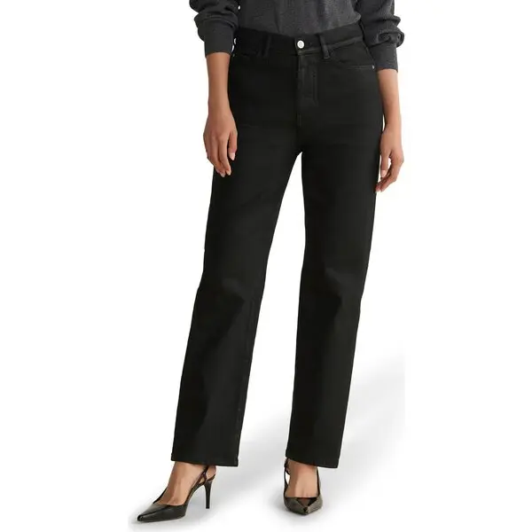 Warp + Weft Coated High-rise Straight-leg Jeans