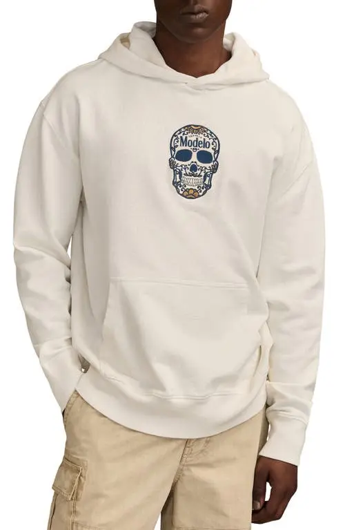 Lucky Brand Skull Embroidered Hoodie