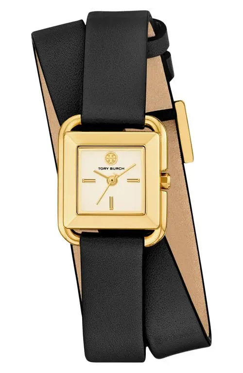 Tory Burch Kira Small Double Wrap Watch - Black