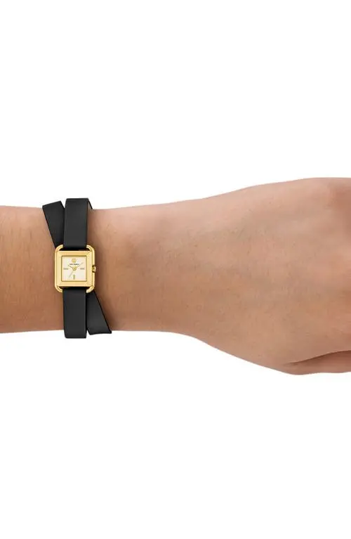 Tory Burch Kira Small Double Wrap Watch - Black