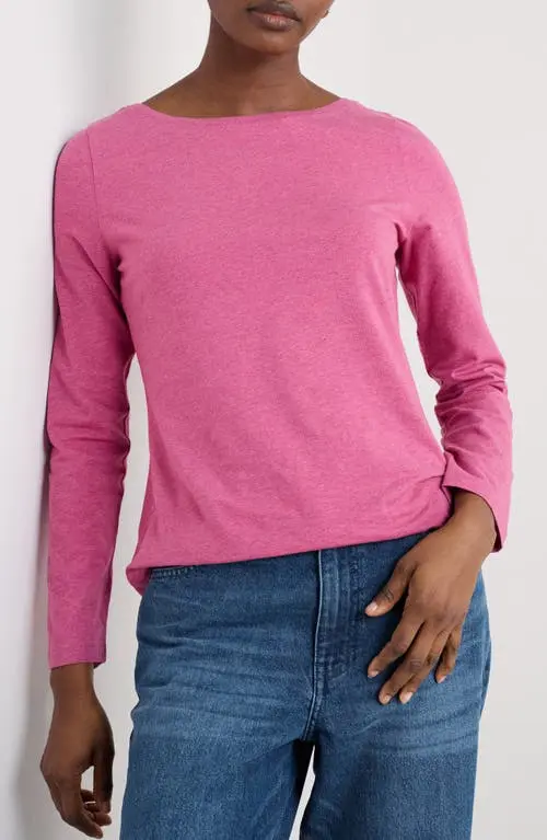 SEASALT CORNWALL Easel Long Sleeve Stretch Organic Cotton Top - Melange Rosa