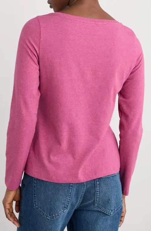 SEASALT CORNWALL Easel Long Sleeve Stretch Organic Cotton Top - Melange Rosa