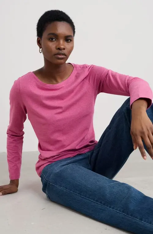 SEASALT CORNWALL Easel Long Sleeve Stretch Organic Cotton Top - Melange Rosa