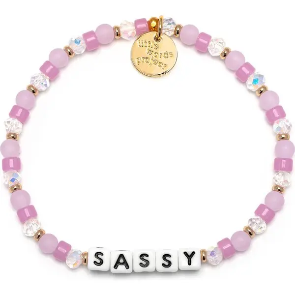 LITTLE WORDS PROJECT Sassy Beaded Stretch Bracelet - White/lavender