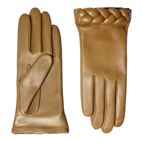 AGNELLE Edith Lambskin Gloves With Braided Cuff - Toscana