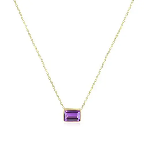 THE LOVERY FINE JEWELRY Emerald-cut Bezel Necklace - Amethyst