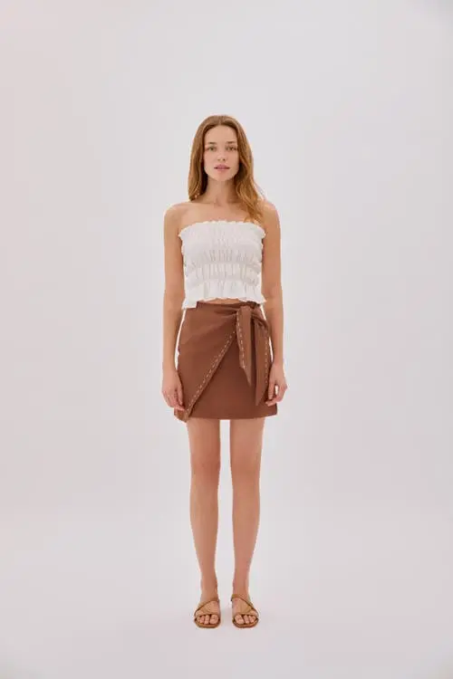 LABECA LONDON Eva Strapless Linen Top