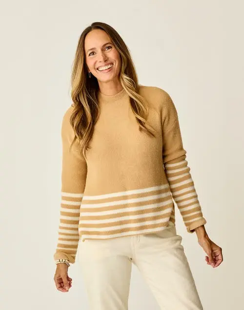 Carve Designs Olivia Plush Sweater - Camel Stripe