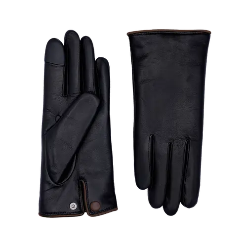 AGNELLE Agatha Leather Gloves - Tnoir/whisky