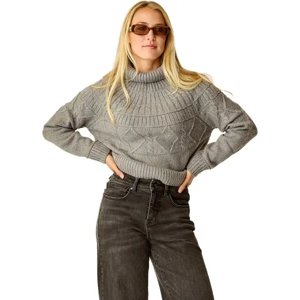 Carve Designs Neve Cable Turtleneck - Pewter Heather