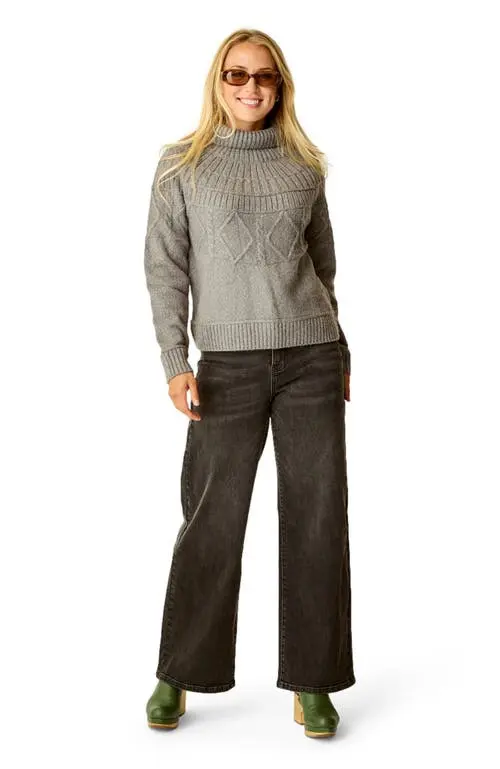 Carve Designs Neve Cable Turtleneck - Pewter Heather