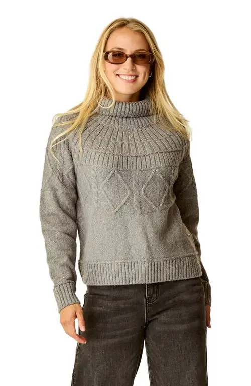 Carve Designs Neve Cable Turtleneck - Pewter Heather