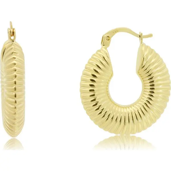 THE LOVERY FINE JEWELRY Ribbed Hoop Earrings - Yellow Gold