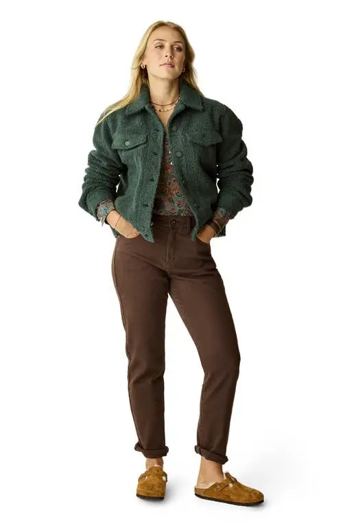 Carve Designs Classic Fit Boucle Fleece Trucker Jacket - Pine
