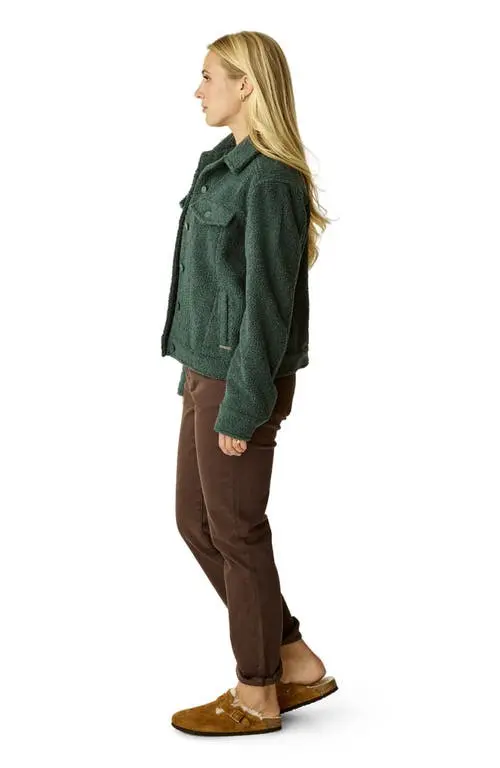 Carve Designs Classic Fit Boucle Fleece Trucker Jacket - Pine
