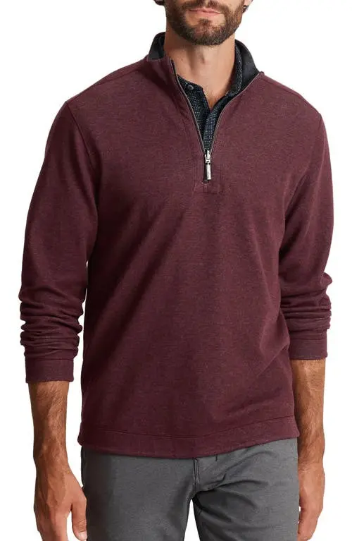 Tommy Bahama Reversible Half Zip Pullover - Black Cherry Heather