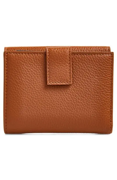 FERRAGAMO Double Gancio Leather Compact Wallet - New Cognac/t.moro