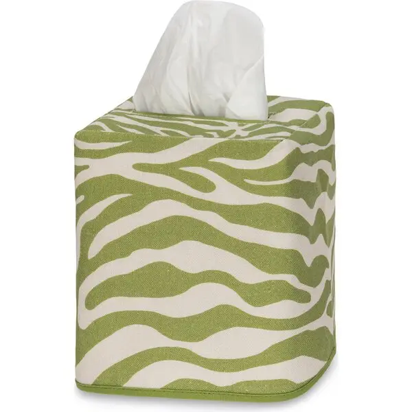 MATOUK Regine Zebra Stripe Tissue Box Cover - Grass