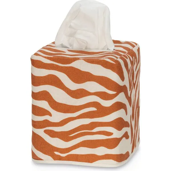 MATOUK Regine Zebra Stripe Tissue Box Cover - Persimmon