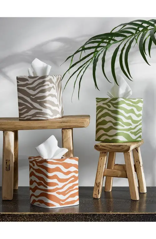 MATOUK Regine Zebra Stripe Tissue Box Cover - Persimmon