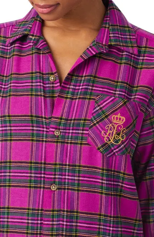 Ralph Lauren Plaid Print Sleepshirt - Pink Plaid