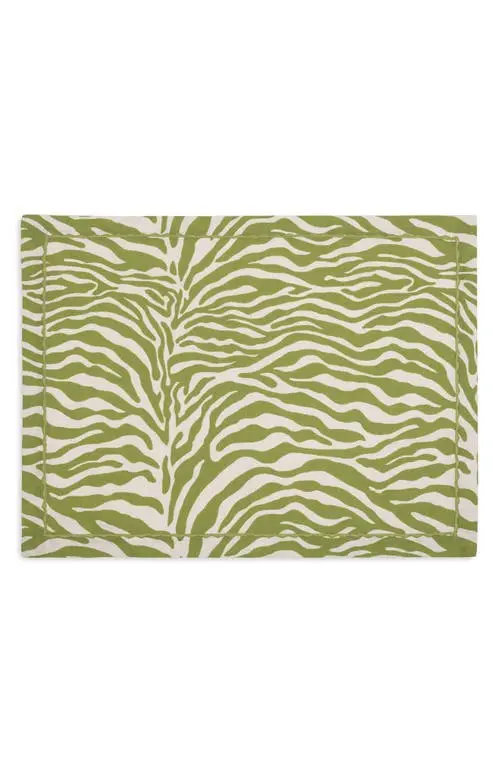 MATOUK Regine Set Of 4 Linen Zebra Stripe Linen Placemats - Grass