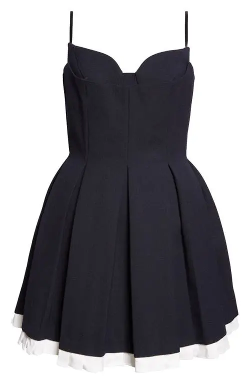 SHUSHU/TONG Pleated Wool Mini Dress | Strapless, Sweetheart - Navy Blue