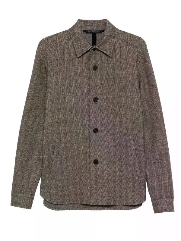 Harris Wharf London Herringbone Shirt Jacket - Brown