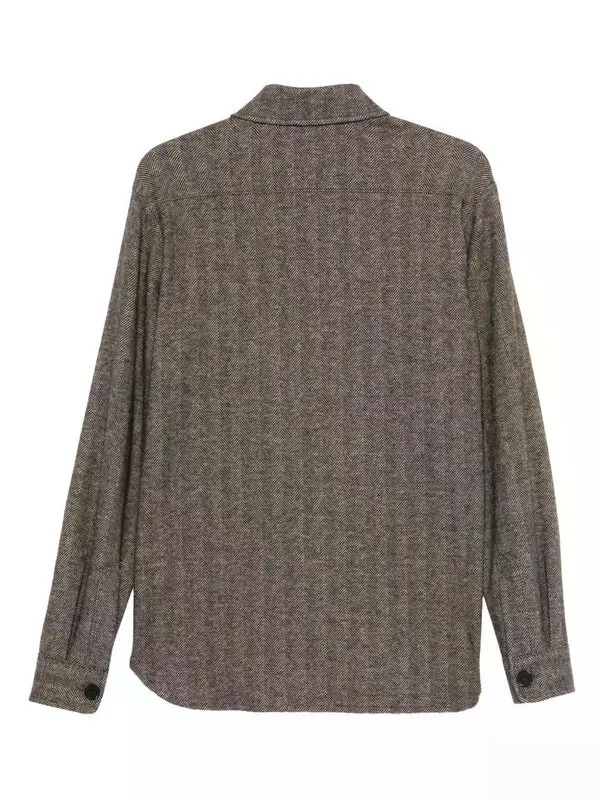 Harris Wharf London Herringbone Shirt Jacket - Brown