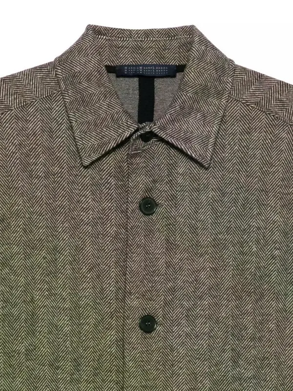 Harris Wharf London Herringbone Shirt Jacket - Brown